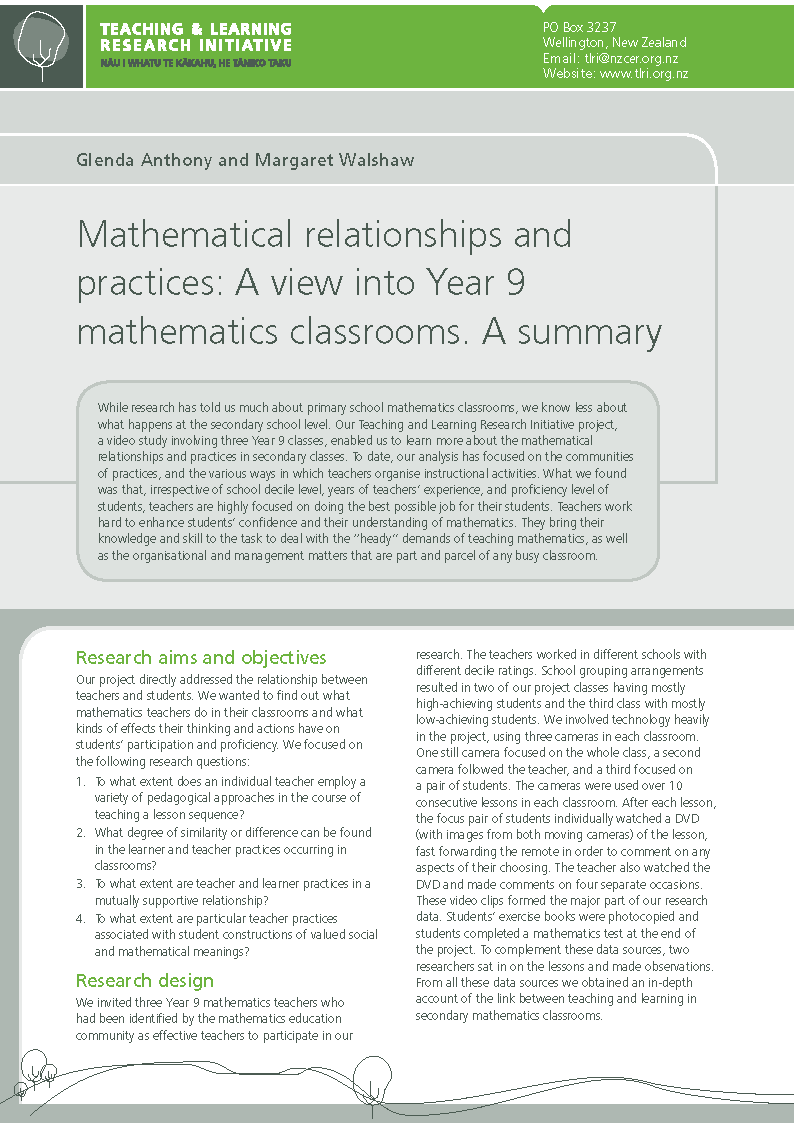 Mathematical relationships and practices: A view into Year 9 ...